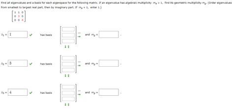 solved find all eigenvalues and a basis for each eigenspace