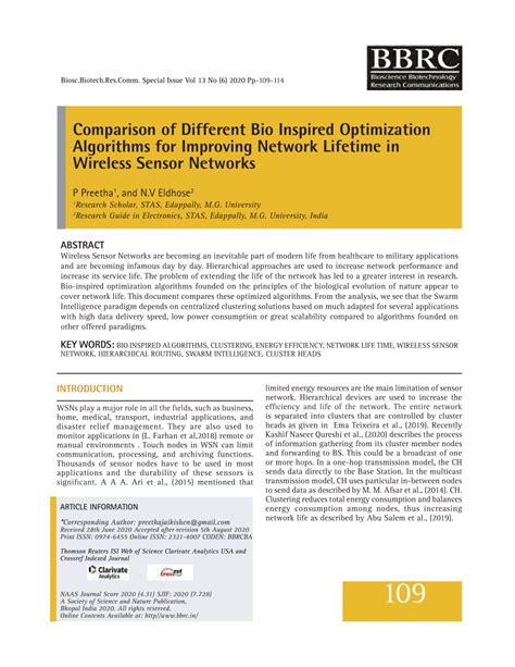 pdf comparison of different bio inspired optimization algorithms for improving network