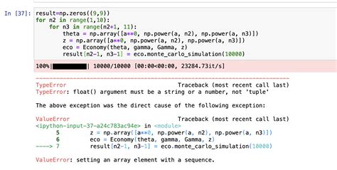 python error in running loop code setting an array element with a sequence stack overflow