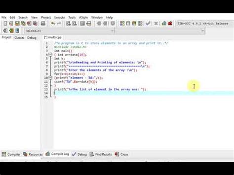 Program In C To Store Elements In An Array And Print It YouTube