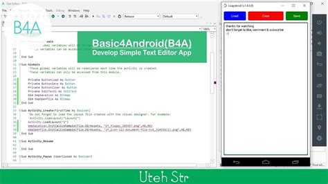 basic4android b4a develop simple text editor app youtube