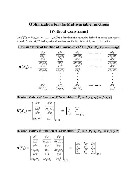 ot unit 3 hessian matrix notes optimization for the multivariable functions without
