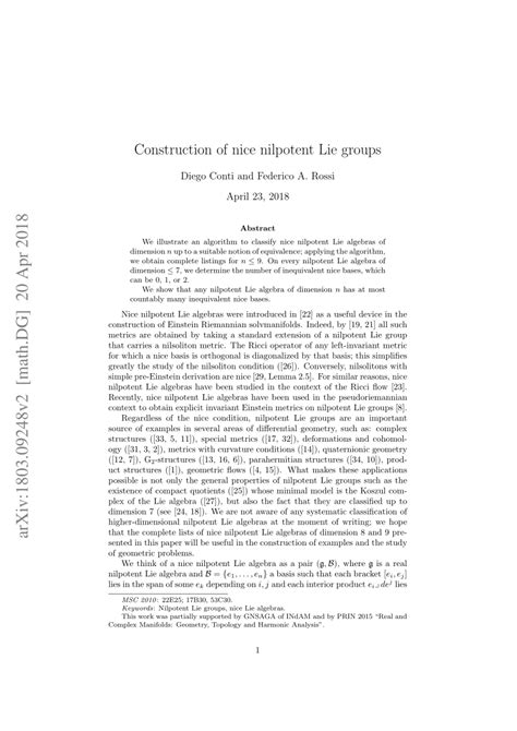 pdf construction of nice nilpotent lie groups