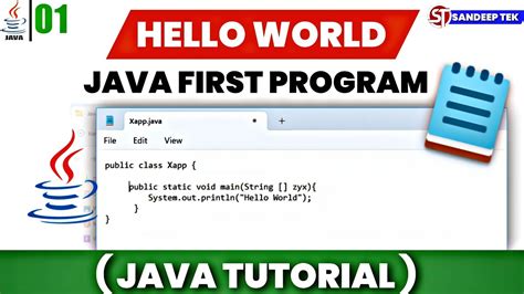 java hello world write and run your first java program in notepad java tutorial 1 sandeep