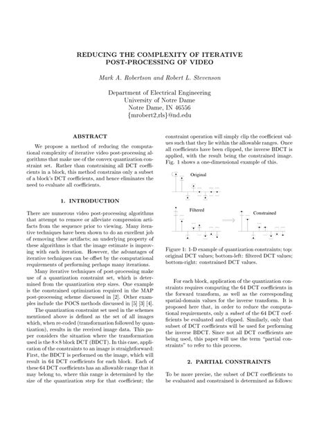 pdf reducing the complexity of iterative post processing of video
