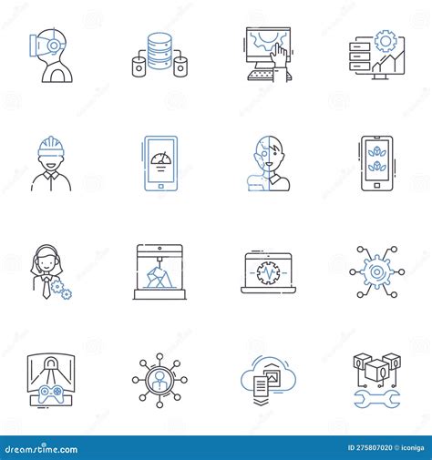 predictive analytics line icons collection forecasting modeling machine learning prediction