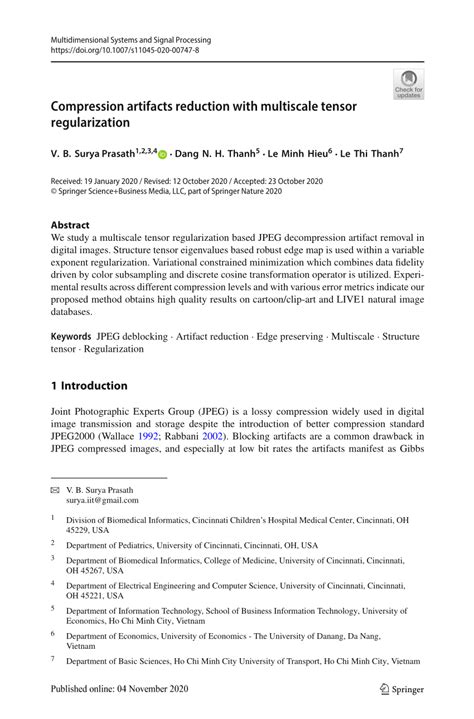 pdf compression artifacts reduction with multiscale tensor regularization