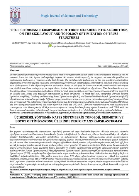 pdf the performance comparison of three metaheuristic algorithms on the size layout and