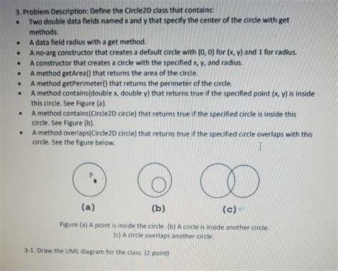 solved 3 problem description define the circle2d class