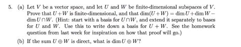 solved a let v be a vector space and let u and w be