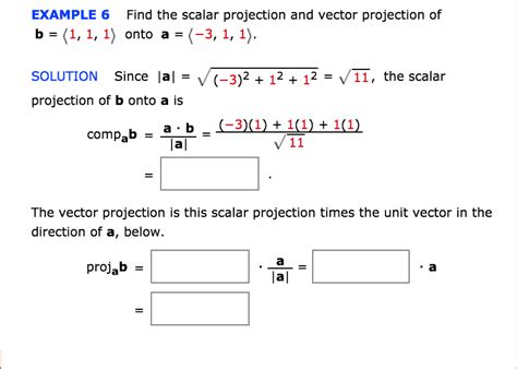 solved example 6 find the scalar projection and vector