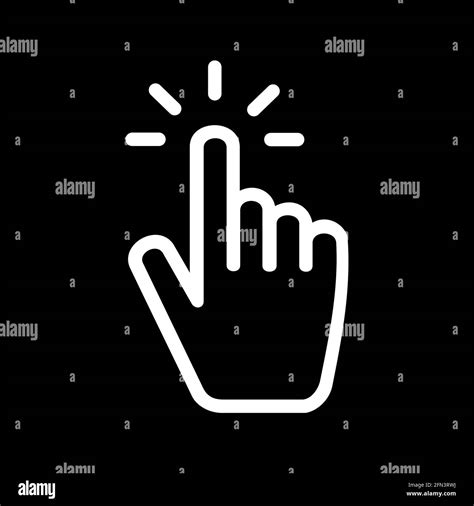 BLACK AND WHITE HAND POINTER CLICKING FINGER ICON Stock Vector Image