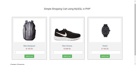 how to create simple shopping cart using php and mysq