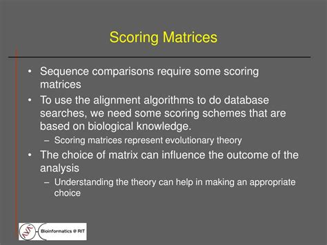 ppt scoring matrices for sequence alignment powerpoint presentation free download id 6062948