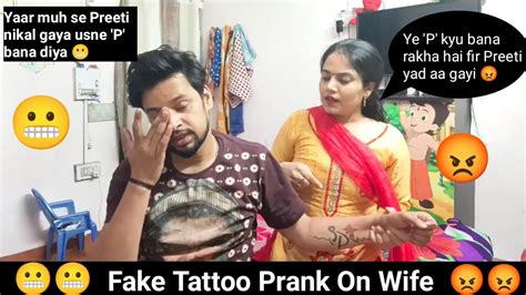 Fake Tattoo Prank On Wife I Prank On Wife I Biwi Ke Angry Reaction I