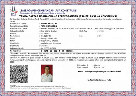 Sertifikasi Badan Usaha SBU Jasa Pelaksana Konstruksi Mintec