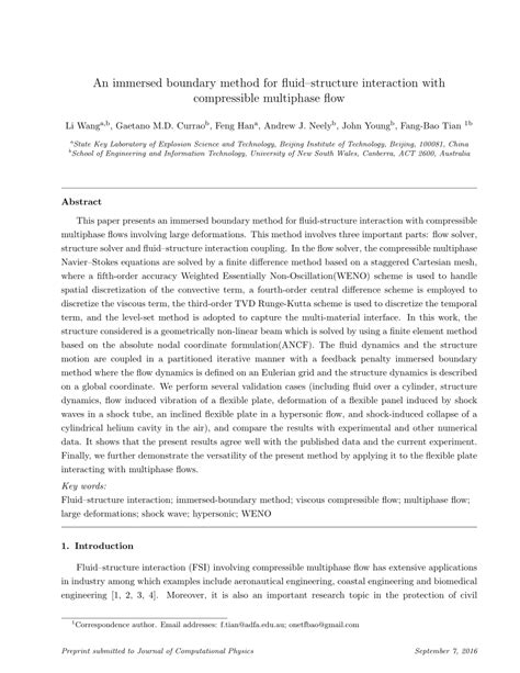 pdf an immersed boundary method for fluid structure interaction with compressible multiphase flows
