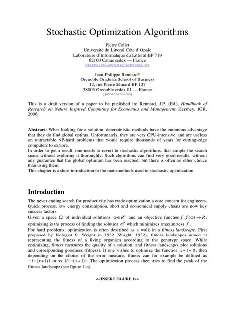 stochastic algorithms pdf metaheuristic mathematical optimization