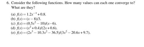 solved 6 consider the following functions how many values