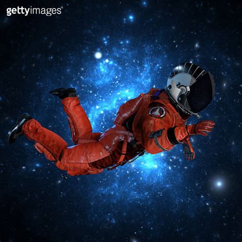 Flight Of Astronaut Cosmonaut In Space Cosmic Weightlessness Gravity Falling Man Into