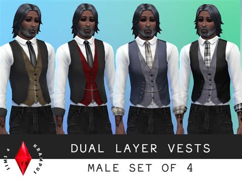 The Sims 4 Dual Layer Vest Male Set Of 4 Sims 4 Custom Content