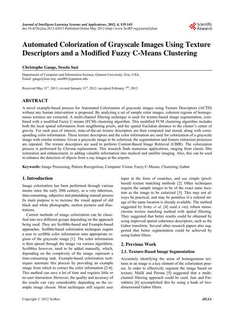 pdf automated colorization of grayscale images using texture descriptors and a modified fuzzy