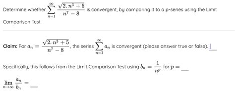 solved determine whether ∑n 1∞n7−82⋅n3 5 is convergent by