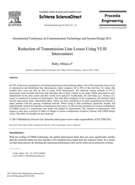 pdf reduction of transmission line losses using vlsi interconnect dokumen tips