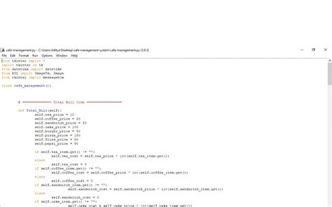 python program to cafe management system app using the python tkinter kashipara