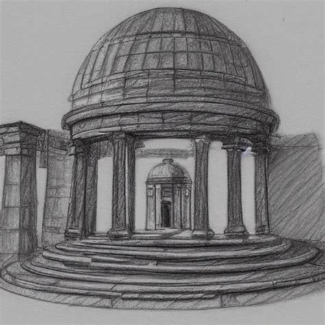 A Concept Sketch Pencil Sketch Of An Ancient Building Stable Diffusion