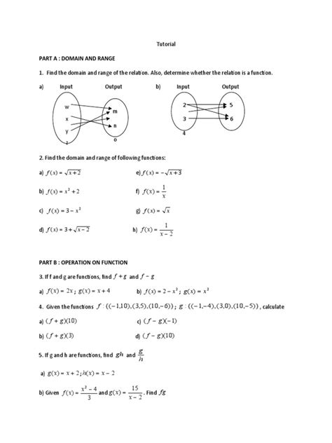 tutorial 1 function pdf quadratic equation abstract algebra