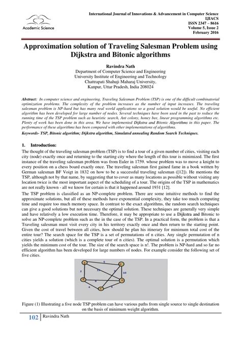 pdf approximation solution of traveling salesman problem using dijkstra and bitonic algorithms