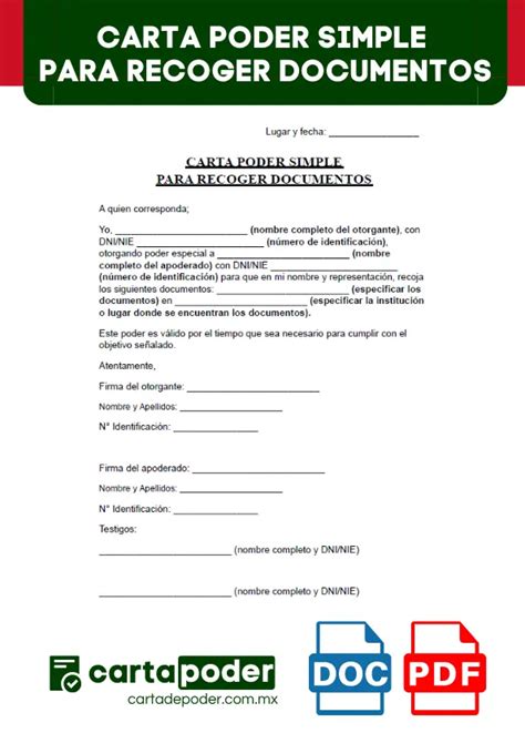 ᐅ Carta Poder Simple 15 Ejemplos en Word PDF Gratis