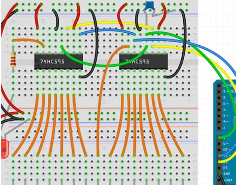 Controlling 16 Leds With Two 74hc595 Shift Register Programming Arduino Forum