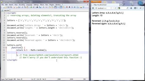 javascript tutorial 18 reversing sorting and truncating arrays youtube
