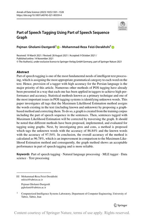 part of speech tagging using part of speech sequence graph request pdf