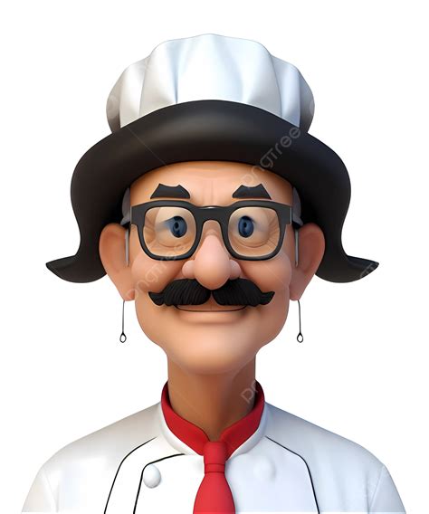 3d Avatar Oldman Comme Chef Avec Des Lunettes Png Avatar Vieil Homme Chef Fichier Png Et Psd