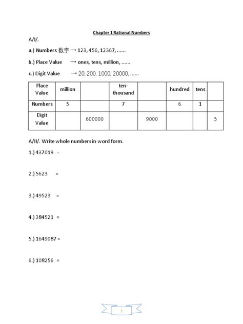 mathematics form 1 chapter 1 rational numbers pdf numbers mathematics