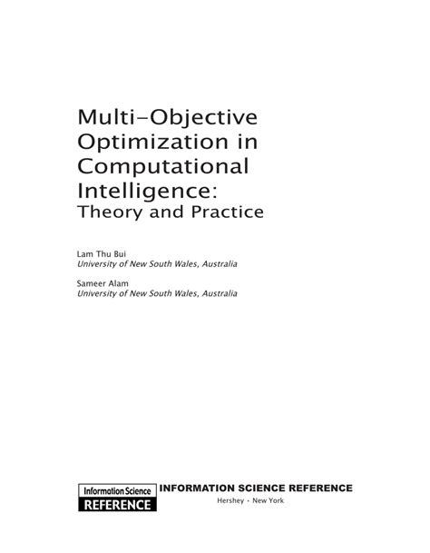 pdf multi objective optimization in computational intelligence theory and practice
