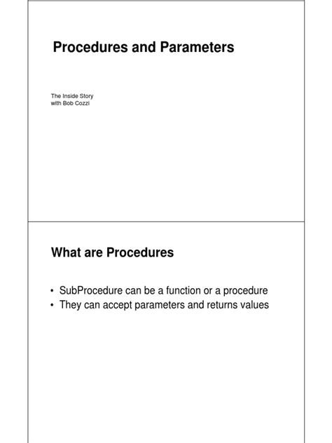 procedures and parameters pdf parameter computer programming subroutine