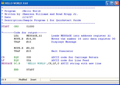 hello world assembly demo
