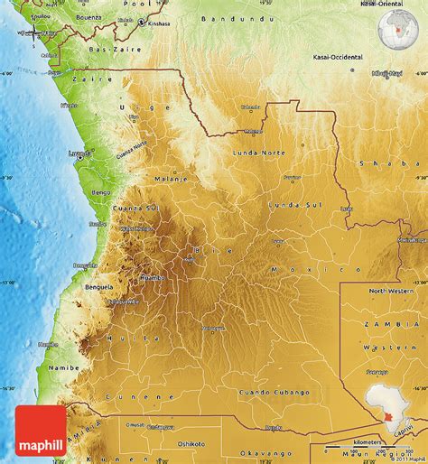Physical Map Of Angola