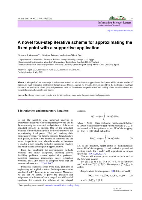 pdf a novel four step iterative scheme for approximating the fixed point with a supportive