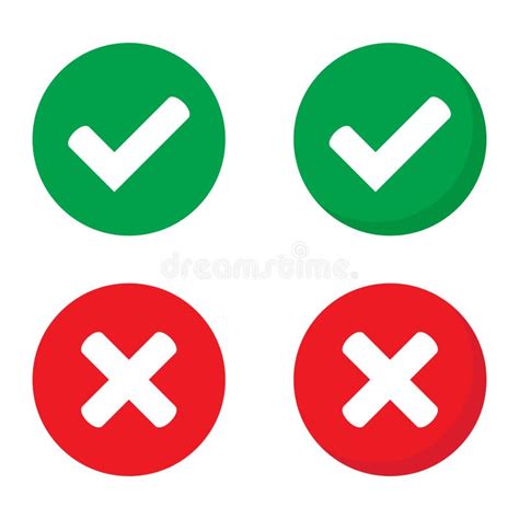 Right Or Wrong Icons Green Tick And Red Cross Checkmarks Yes Or No