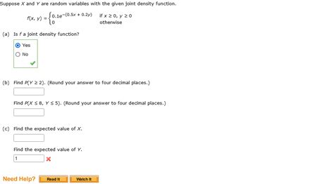 solved suppose x and y are random variables with the given