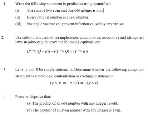 solved 1 write the following statement in predicates using