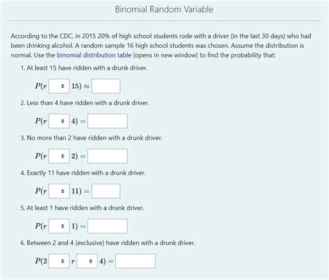 solved binomial random variable according to the cdc in