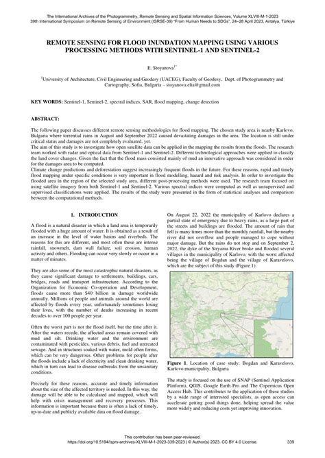 PDF REMOTE SENSING FOR FLOOD INUNDATION MAPPING USING VARIOUS
