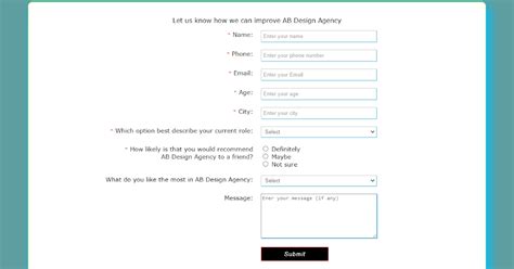 create survey form using html and css only