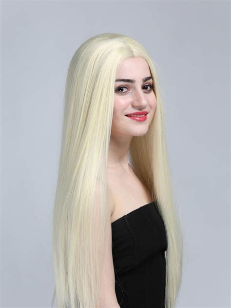 Elsa Style Gorgeous Blonde Long Straight Synthetic Lace Front Wig Synthetic Wigs Babalahair